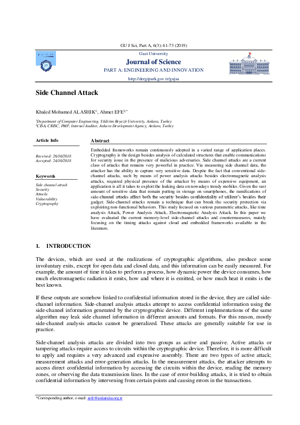 (PDF) Reverse engineering smart card malware using side channel analysis with machine learning ...