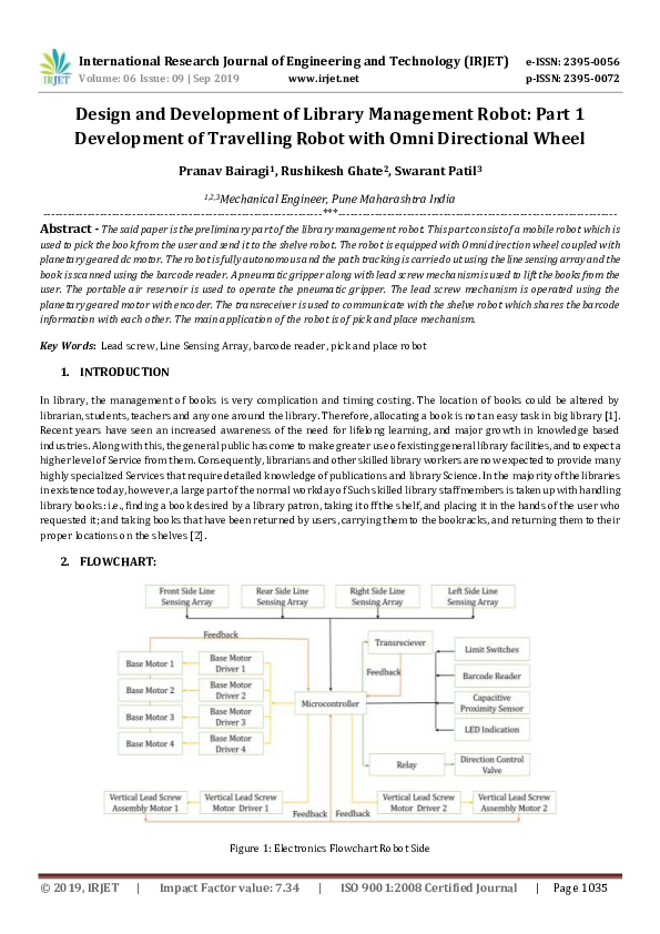 (PDF) IRJET- Design and Development of Library Management Robot: Part 1 ...