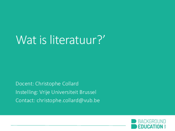 (PPT) Wat is literatuur? | Christophe Collard - Academia.edu