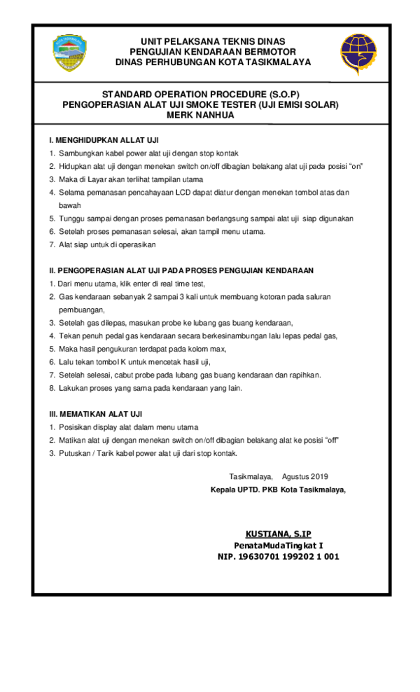(DOC) STANDARD OPERATION PROCEDURE pkb