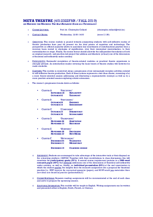 (DOC) Metatheatre, or Manning the Machine: The Self-Reflexive Stage as ...