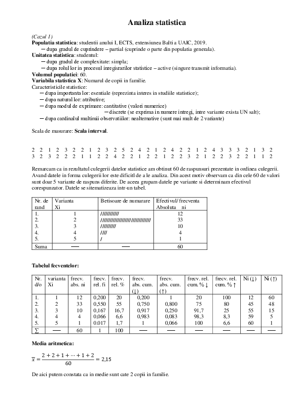 (DOC) Exemplu de Analiza statistica