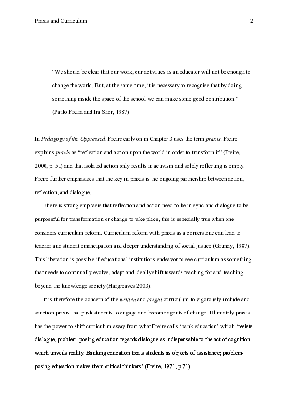 (PDF) Curriculum Praxis