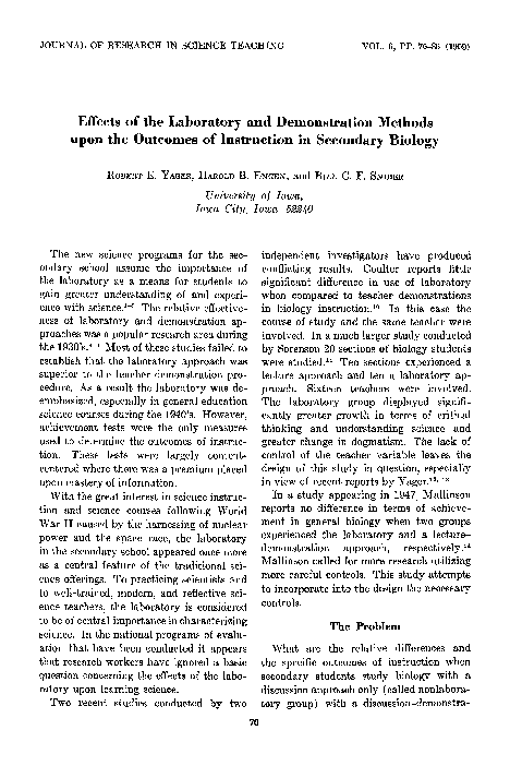 (PDF) Effects of the laboratory and demonstration methods upon the ...