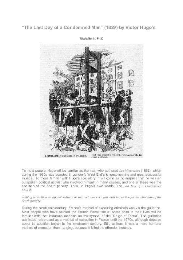 (DOC) "The Last Day of a Condemned Man" (1829) by Victor Hugo's
