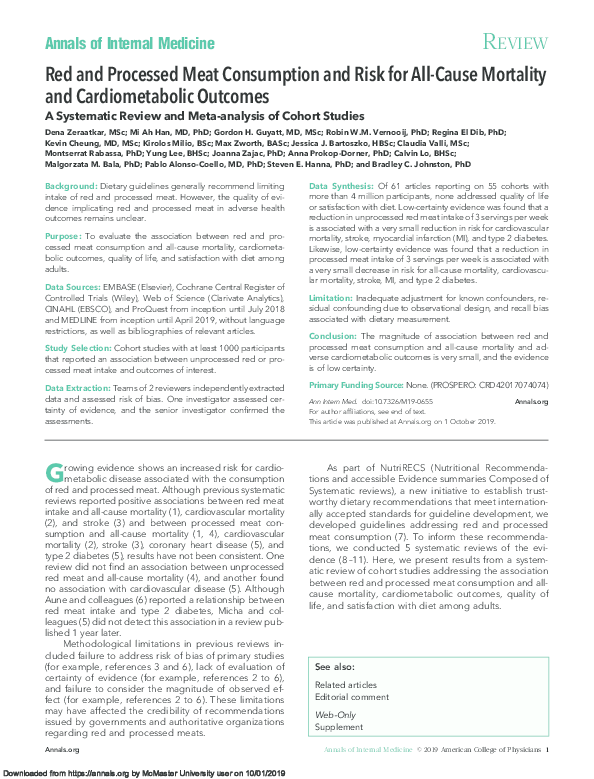 (PDF) Red and Processed Meat Consumption and Risk for All-Cause ...