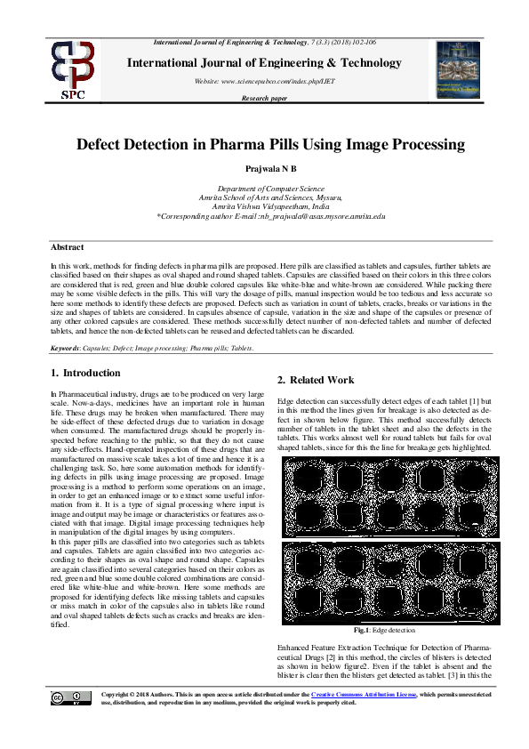 (PDF) Defect Detection in Pharma Pills Using Image Processing