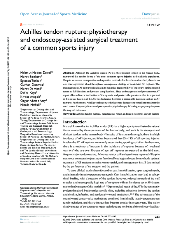 (PDF) Achilles tendon rupture: physiotherapy and endoscopy-assisted ...