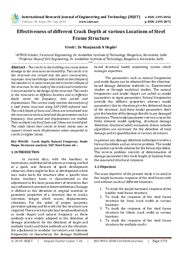 (PDF) IRJET- Effectiveness of different Crack Depth at various ...