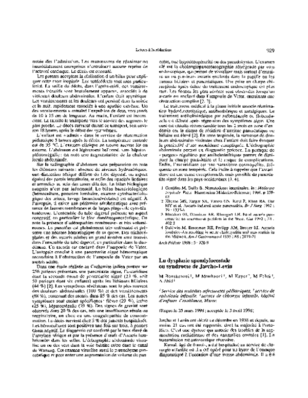 (PDF) La dysplasie spondylocostale ou syndrome de Jarcho-Levin