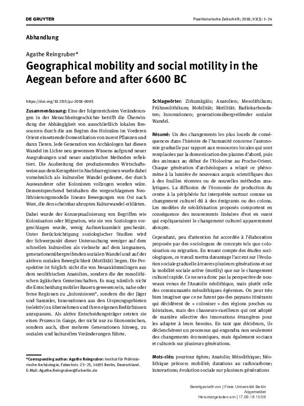 (PDF) Geographical mobility and social motility in the Aegean before ...