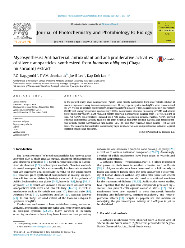 (PDF) Mycosynthesis: Antibacterial, antioxidant and antiproliferative activities of silver ...