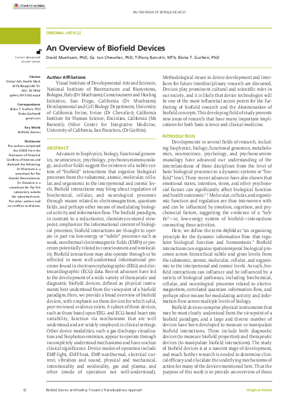 (PDF) Biofield Science and Healing: Toward a Transdisciplinary Approach ...