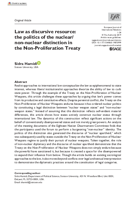 (PDF) Law as Discursive Resource: The Politics of the Nuclear/ Non ...