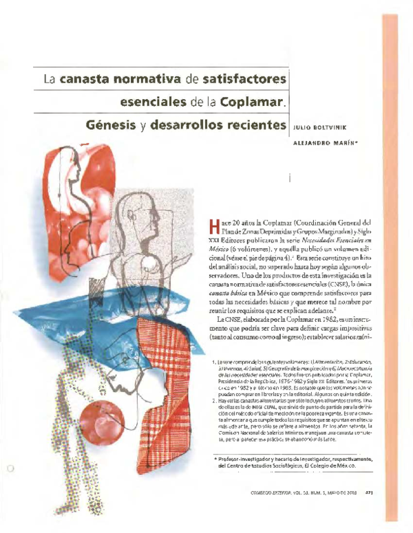 (PDF) La canasta normativa de satisfactores esenciales de la Coplamar ...