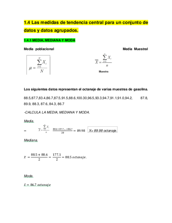 (DOC) 4 Las medidas de tendencia central para un conjunto de datos y ...