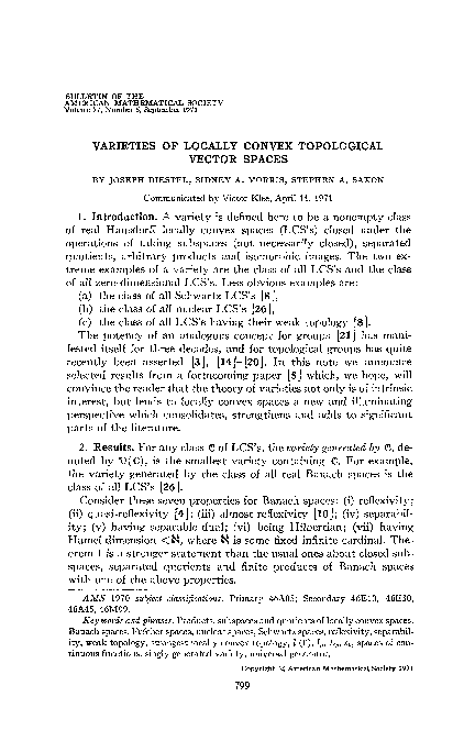 (PDF) VARIETIES OF LOCALLY CONVEX TOPOLOGICAL VECTOR SPACES