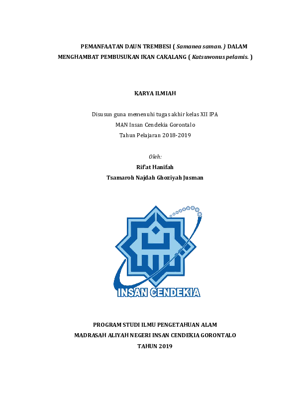(PDF) PEMANFAATAN DAUN TREMBESI ( Samanea saman. ) DALAM MENGHAMBAT ...