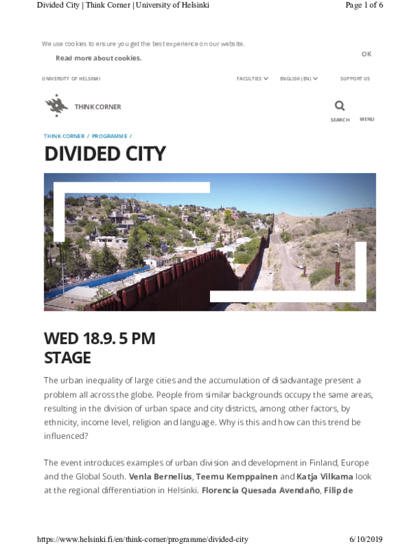 (PDF) Divided City. Panel discussion with Filip De Boeck, Anja Nygren ...
