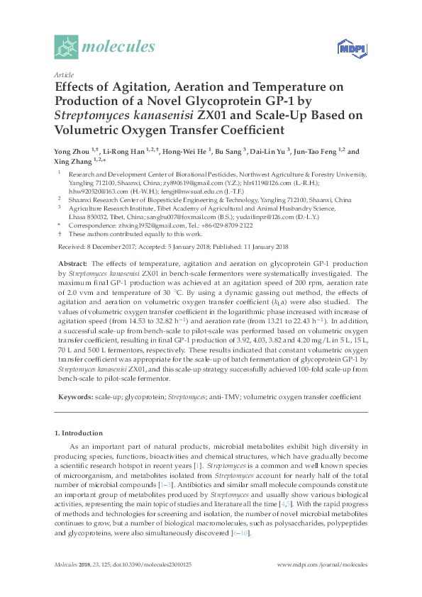 (PDF) molecules Effects of Agitation, Aeration and Temperature on ...