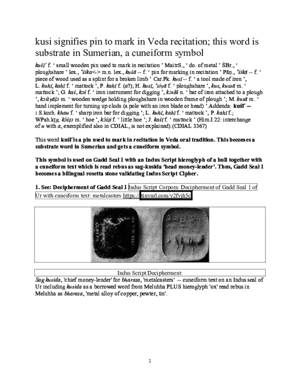 (PDF) Kusi signifies pin to mark in Veda recitation; this word is ...