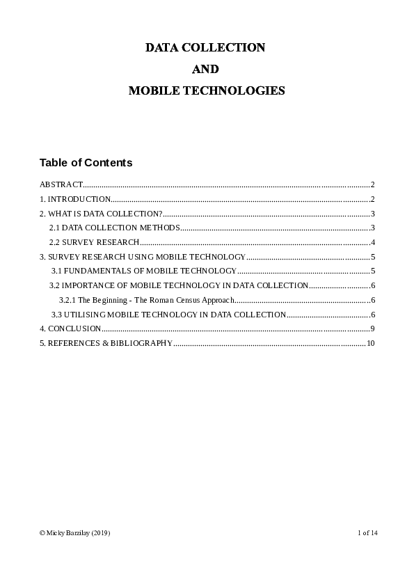 (PDF) DATA COLLECTION AND MOBILE TECHNOLOGIES