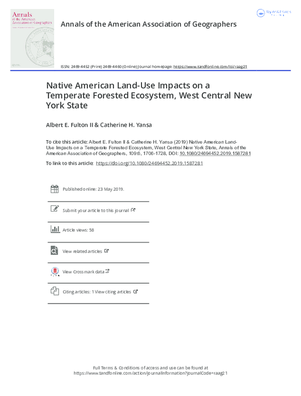 (PDF) Native American Land-Use Impacts on a Temperate Forested ...