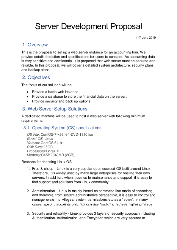 (PDF) Server Development Proposal