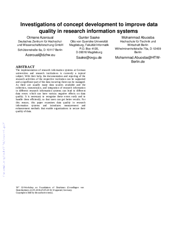 (PDF) Investigations of concept development to improve data quality in ...