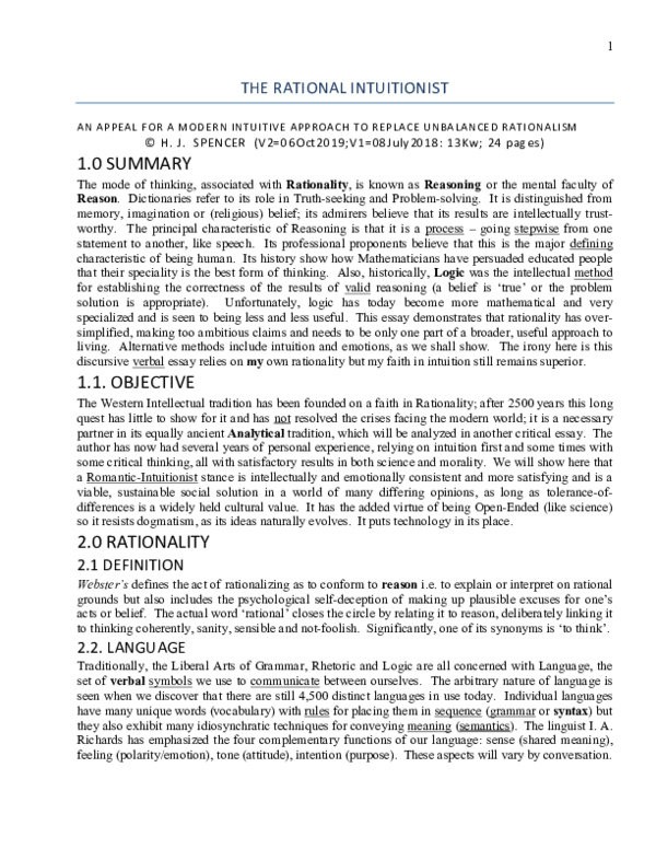(PDF) THE RATIONAL INTUITIONIST AN APPEAL FOR A MODERN INTUITIVE ...