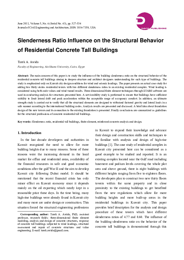 (PDF) Slenderness Ratio Influence on the Structural Behavior of ...
