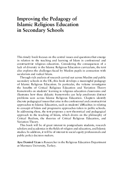 (PDF) Improving the Pedagogy of Islamic Religious Education in ...