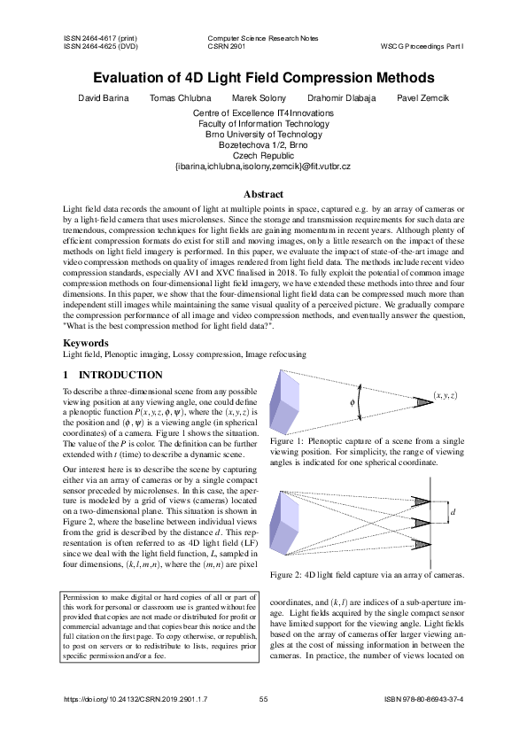 Pdf Evaluation Of 4d Light Field Compression Methods