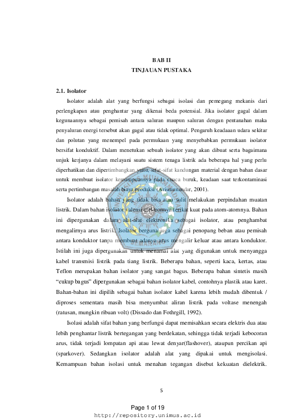 (PDF) BAB II TINJAUAN PUSTAKA 2.1. Isolator