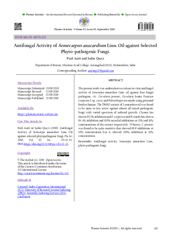 (PDF) Antifungal Activity of Semecarpus anacardium Linn. Oil against ...