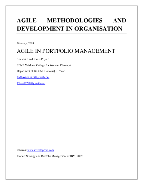 (PDF) AGILE IN PORTFOLIO MANAGEMENT