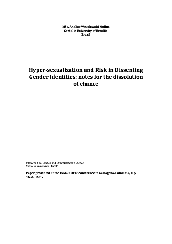 (PDF) Hyper-sexualization and Risk in Dissenting Gender Identities ...