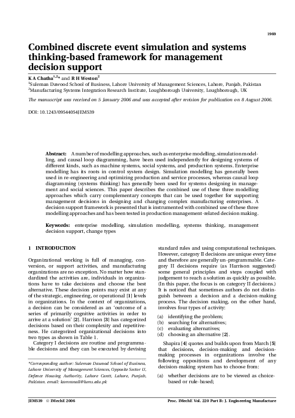 (PDF) Combined discrete event simulation and systems thinking based ...