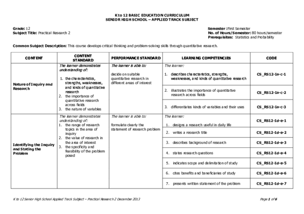 (PDF) K to 12 BASIC EDUCATION CURRICULUM SENIOR HIGH SCHOOL -APPLIED ...