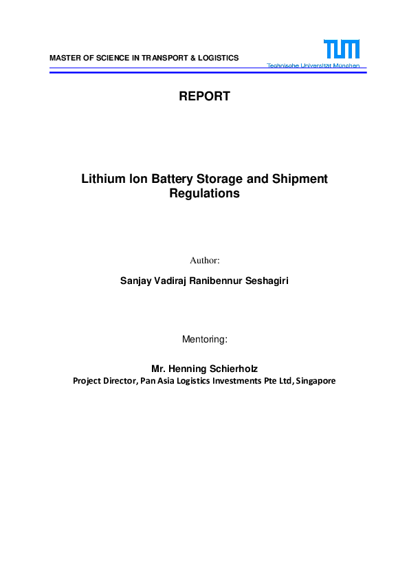 (DOC) REPORT Lithium Ion Battery Storage and Shipment Regulations