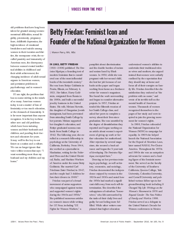 (PDF) Betty Friedan: Feminist Icon and Founder of the National ...