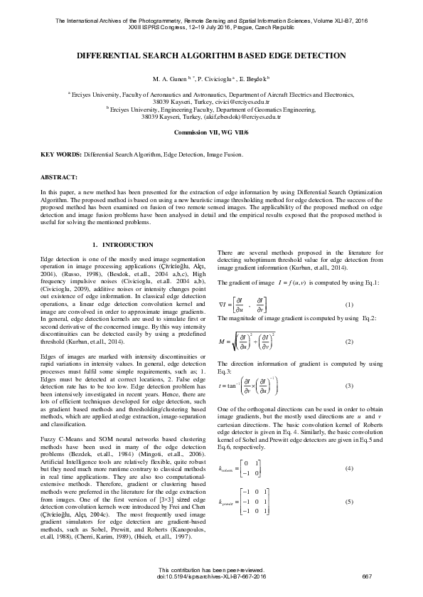 Pdf Differential Search Algorithm Based Edge Detection