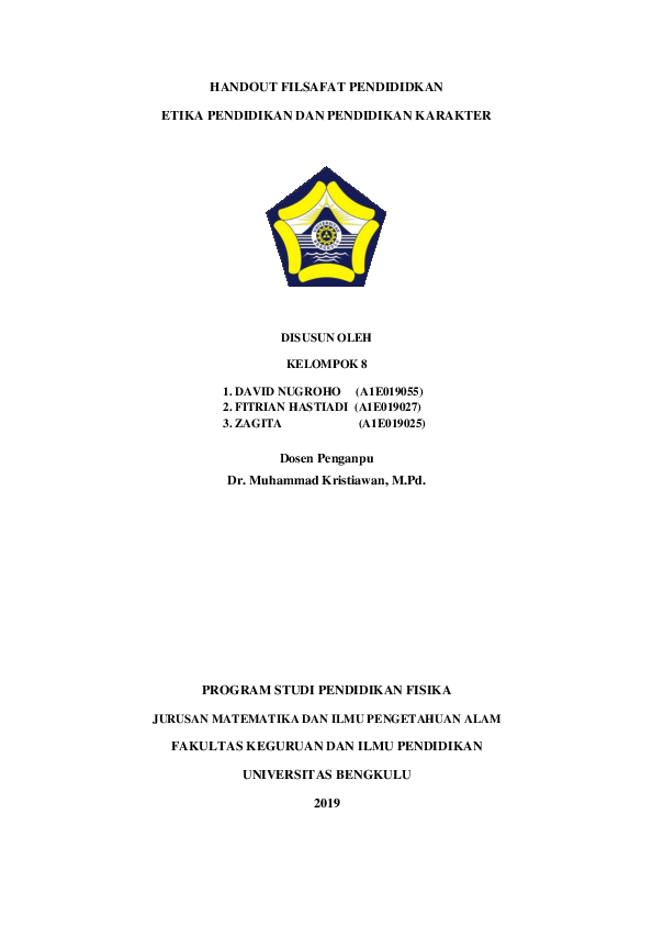 (PDF) HANDOUT FILSAFAT PENDIDIDKAN "Etika Pendidikan dan Pendidikan Karakter