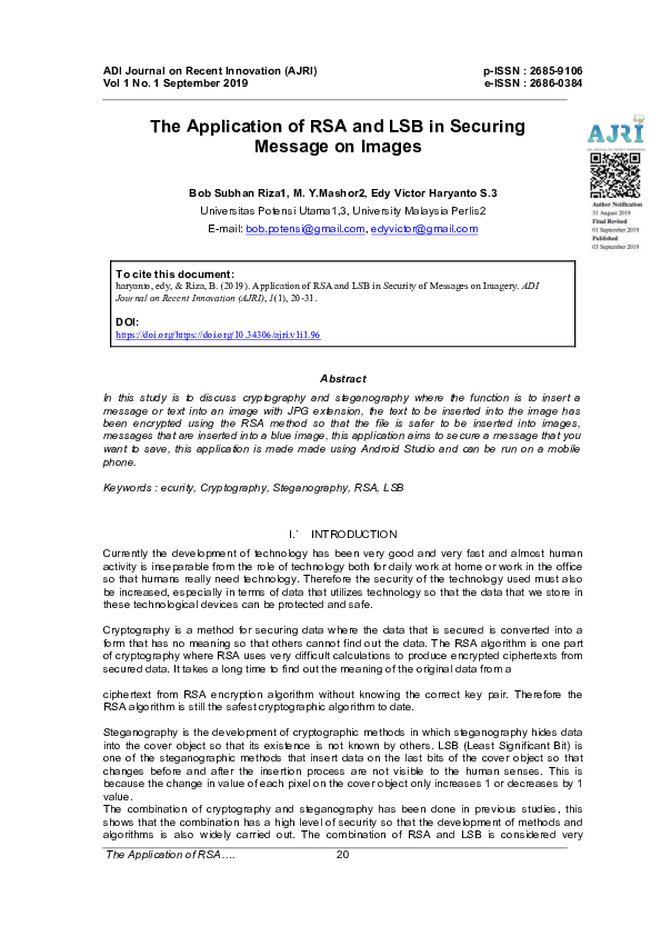 (PDF) Securing Messages in Images Using RSA and LSB Techniques