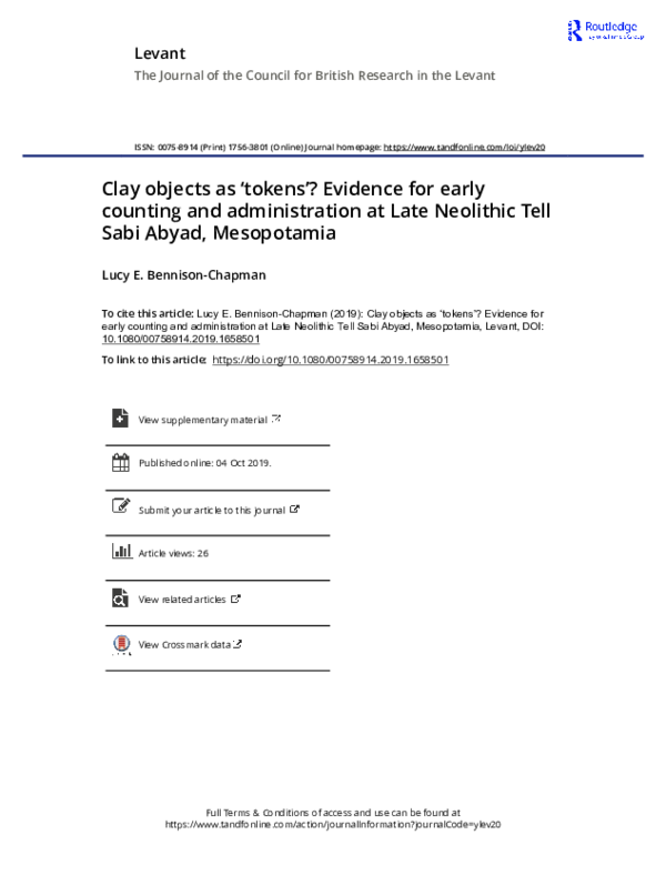 (PDF) Clay objects as 'tokens'? Evidence for early counting and ...