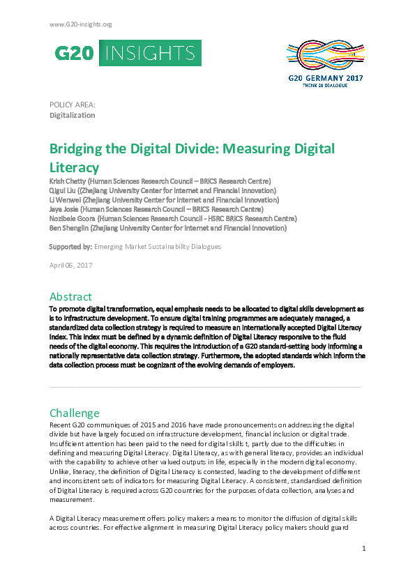(PDF) POLICY AREA: Digitalization Bridging the Digital Divide ...