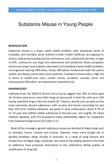 (DOC) Level 5 Substance Misuse in Young People research project