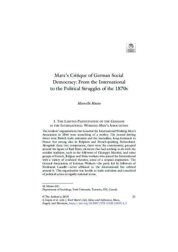 (PDF) Marx's Critique of German Social Democracy: From the ...