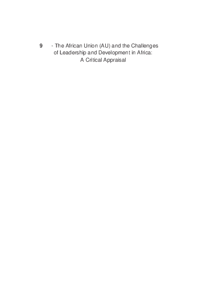 (PDF) AFRICAN UNION, CHALLENGES OF LEADERSHIP AND DEVELOPMENT - PAPER