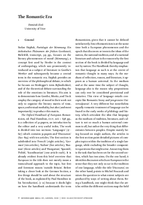 (PDF) German Studies: The Romantic Era